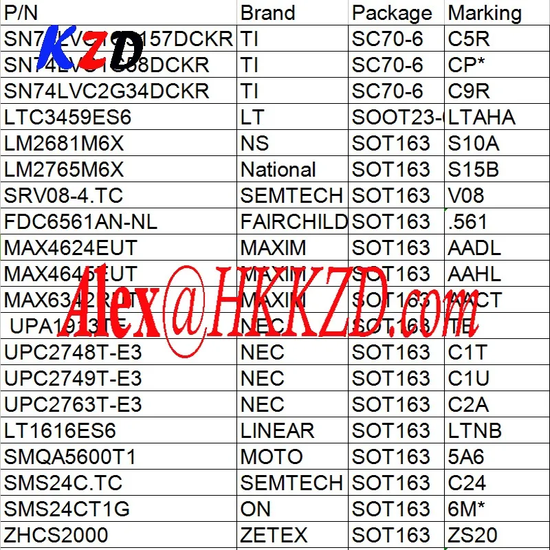(Transistor Mark code store) Trans Marking codes SOT363 SOT163 SOT23 6 ...