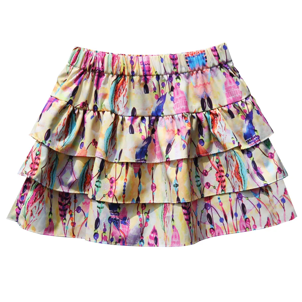 children skirts feather printed clothing skirts baby kids princess 3 ...