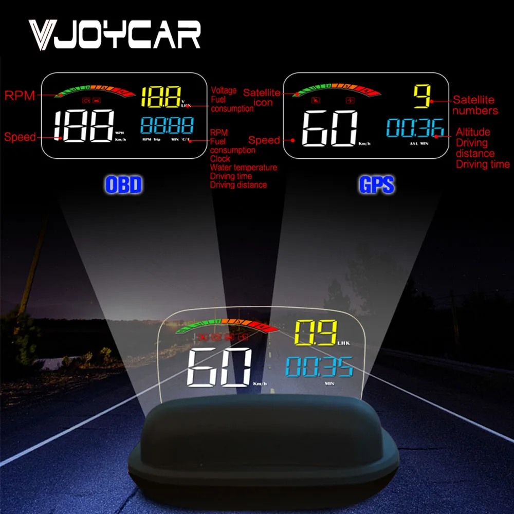 C800 New Hud Head Up Display Obd 2 In 1 Gps Speedometer + Obdii On ...