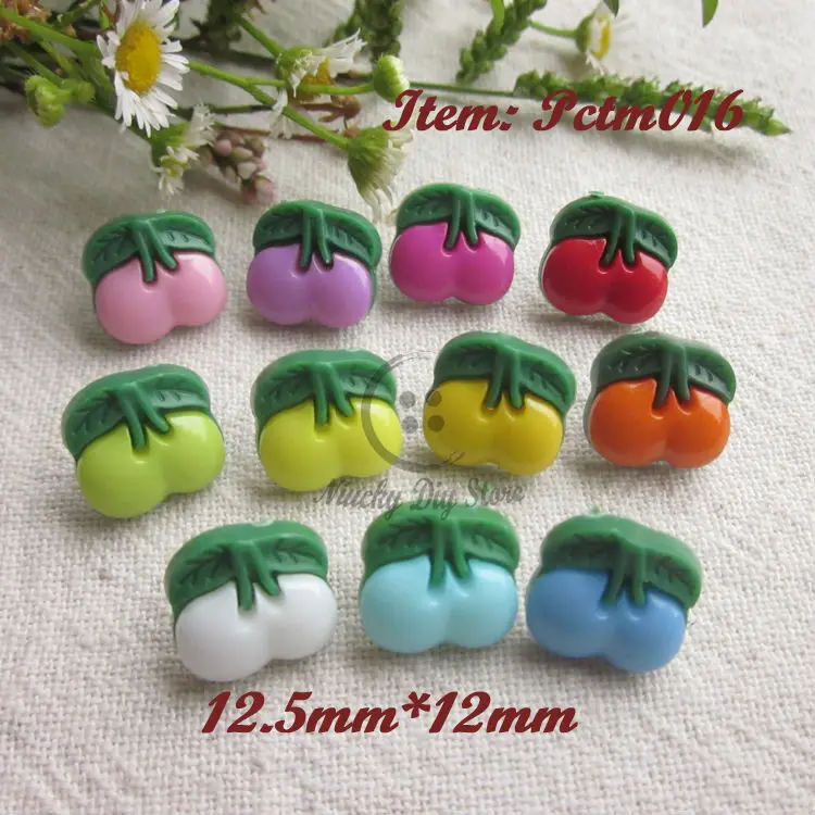 120pcs Colorful Cherry Buttons Bionic Kids Buttons Decorative Sewing ...