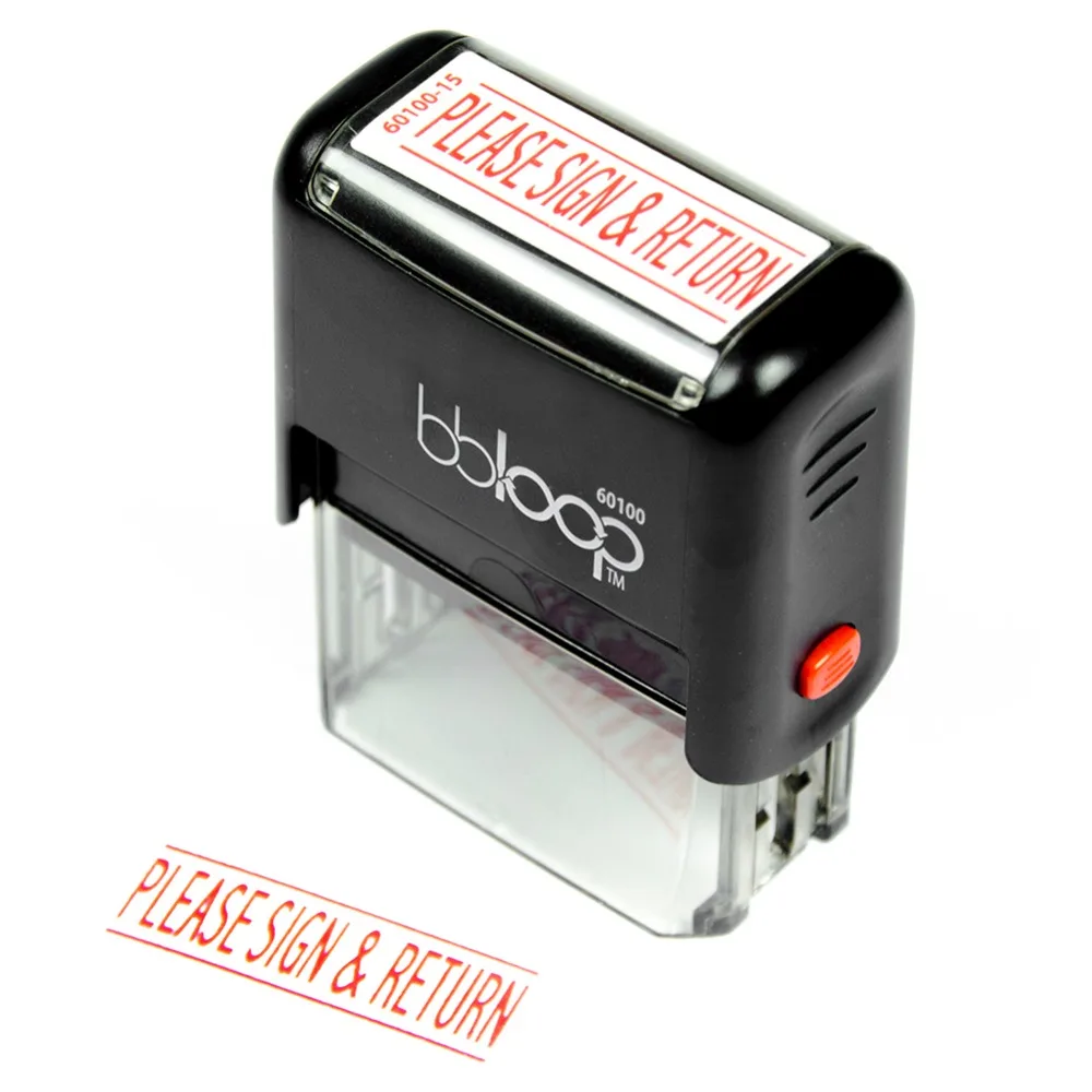 Bbloop "please Sign And Return" Self-inking Stamp. Rectangular. Laser ...