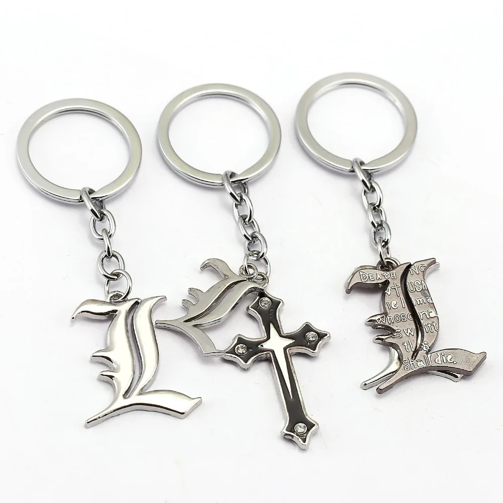 12pcs/lot Death Note Keychain Cross Key Chain Hot Anime Key Ring Holder ...