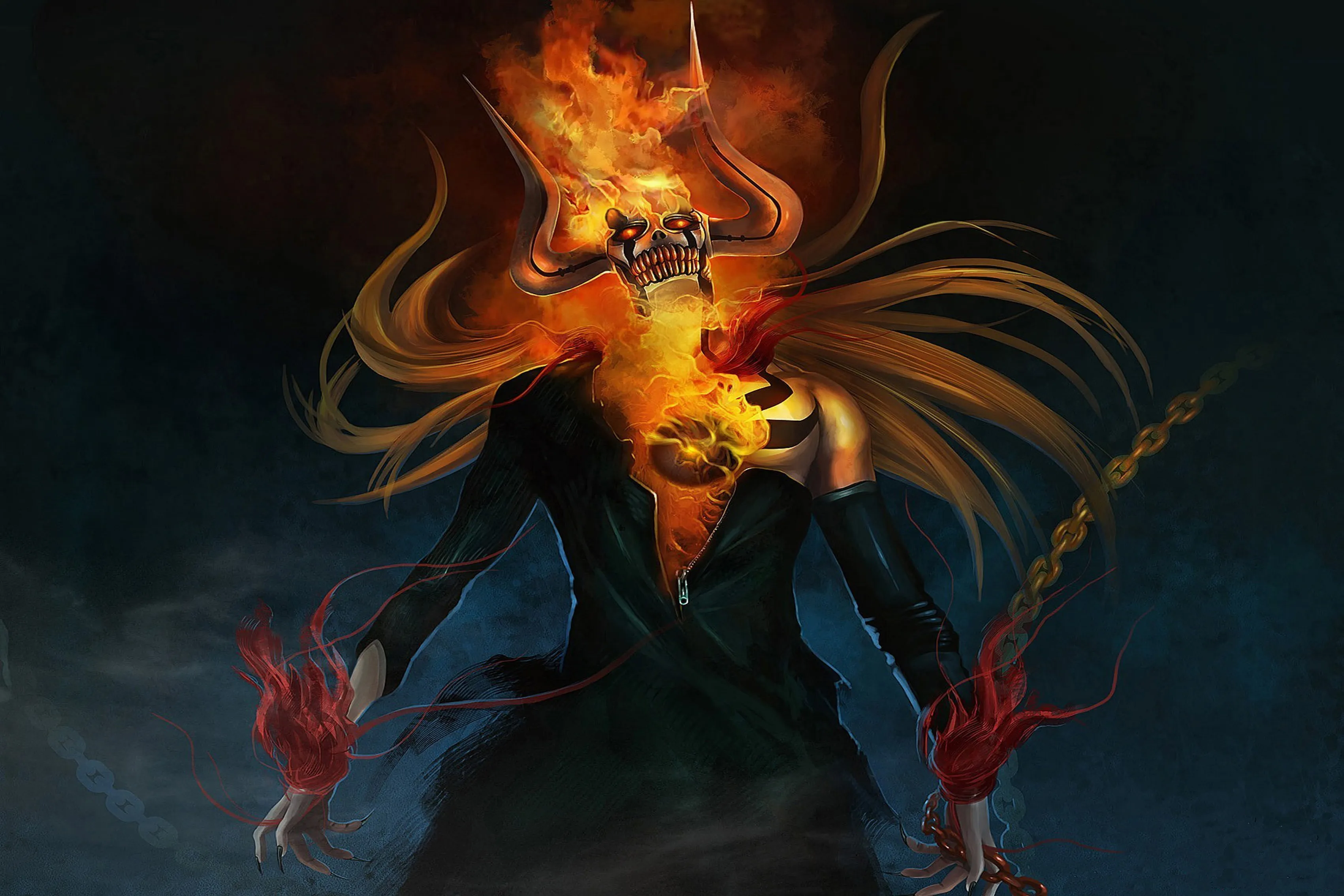 Home decoration Bleach anime fantasy fire chains Silk Fabric Poster ...