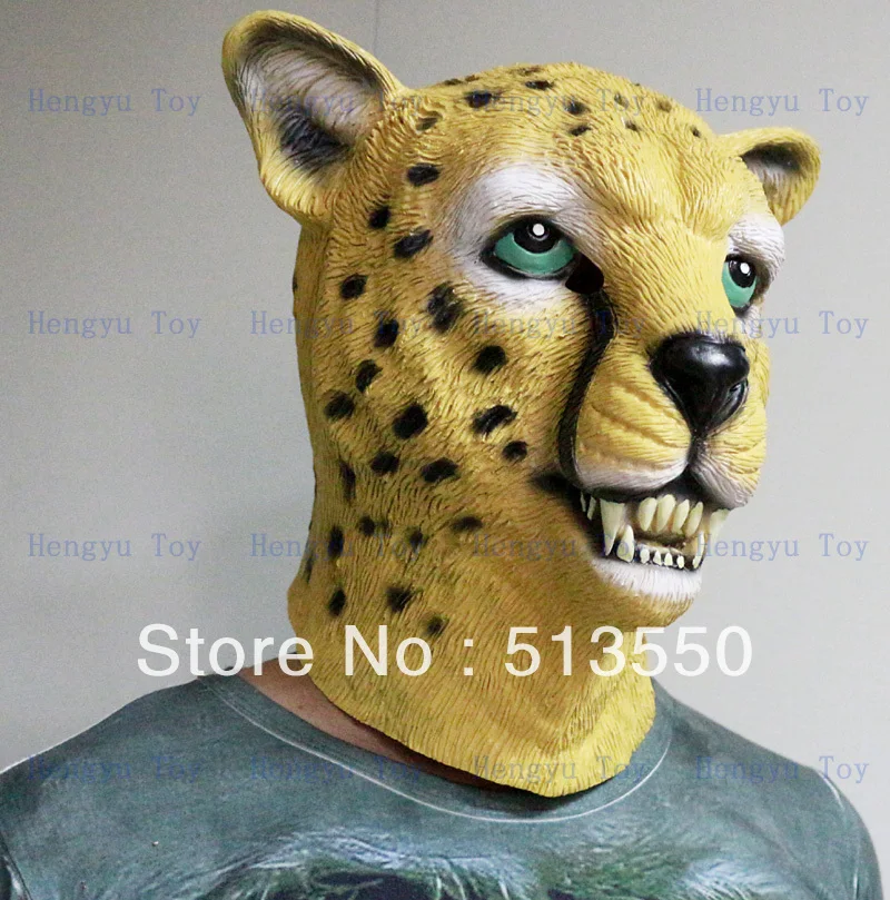 Leopard Head Full Overhead Latex Adult Animal Mask One Size Fits Most ...