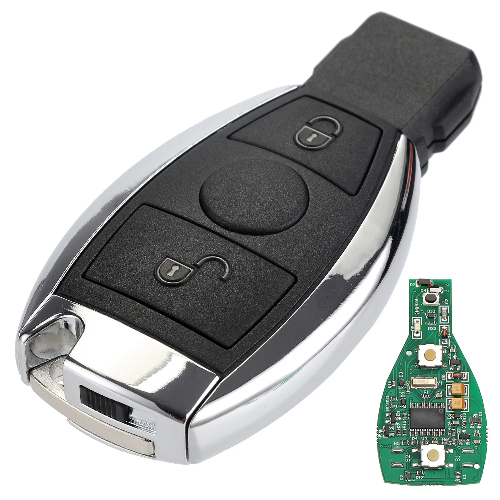 2 Buttons Keyless Entry Remote Car Key 433 MHz for Mercedes BENZ 2000 ...