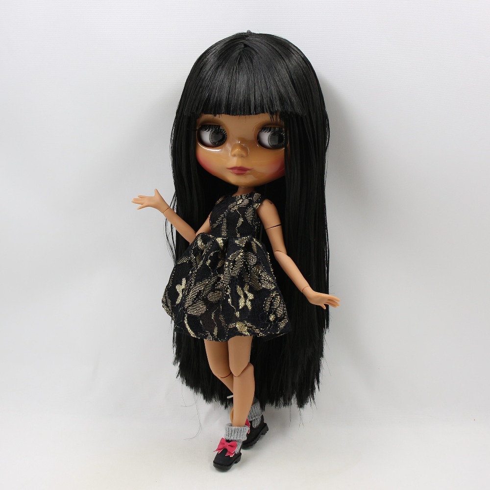 Neo Blythe Muñeca con cabello negro, piel oscura, cara linda y ...