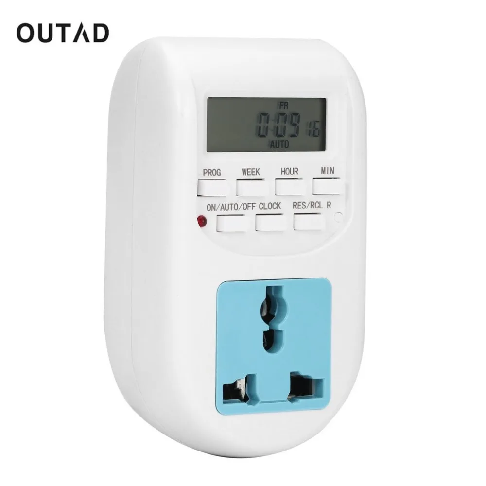 Outad Eu Plug Electronic Timer Programmable Socket Digital Timer Energy