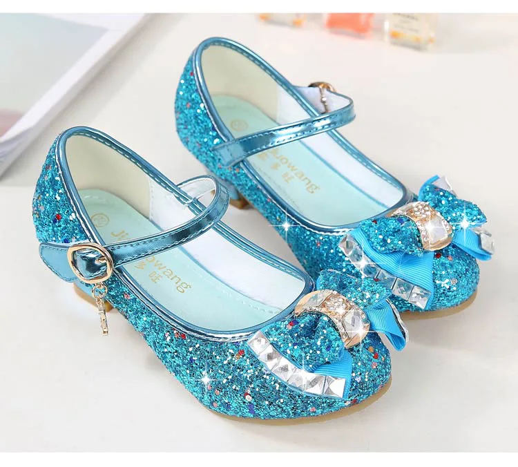 New Children High Heel Shoes Shiny party Kids Leather Shoes For Girls Butterfly Knot Princess ...
