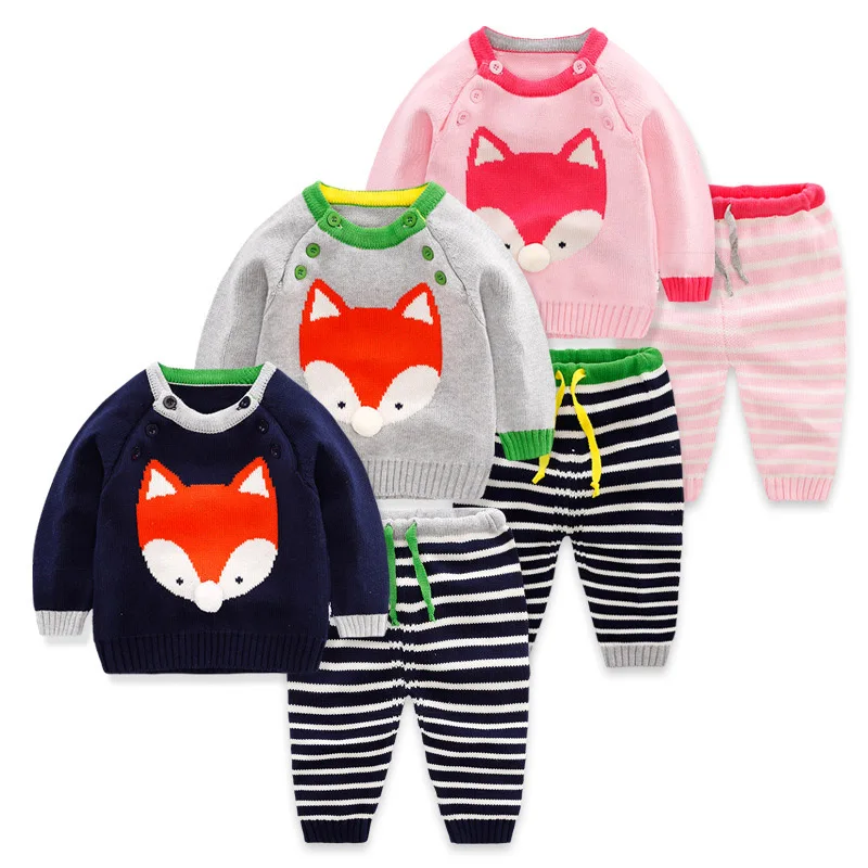 Winter Spring Baby Clothes Sets Newborn Boys Girls Warm Knitted Sweater ...