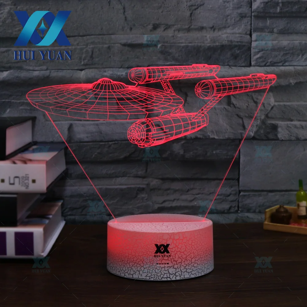 HY Avançado de Star Trek 3D Night Light 7 Cor Noite cor variável luz ...