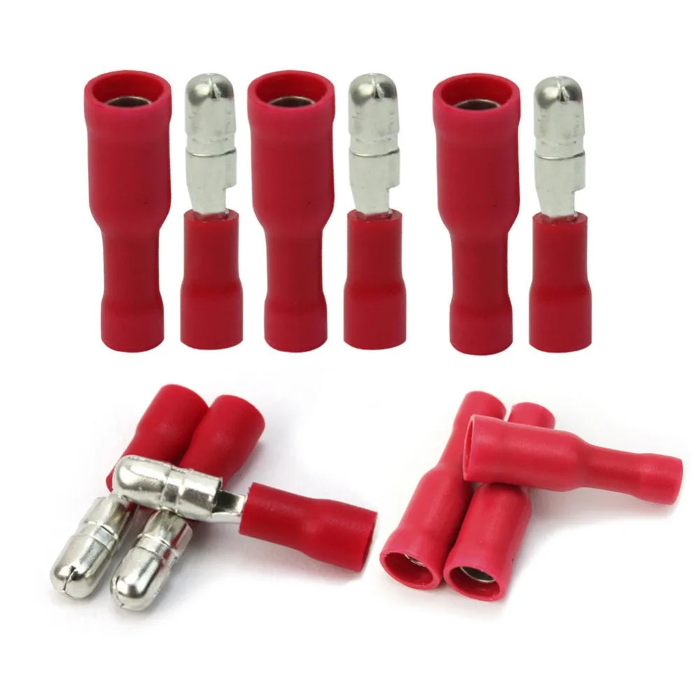 50 X Red Male Female Bullet Connector Crimp Terminals Wiring|terminal ...