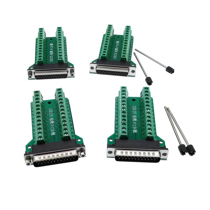 Db25 D-sub 25pin Terminal Signal Module Pcb Adapter Board Rs232 Male Female Connectors ...