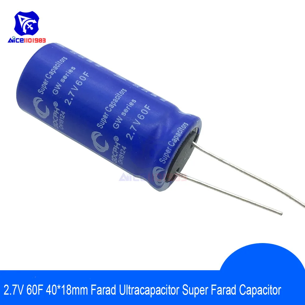 Super Capacitor 2.7V 60F 40*18mm Low ESR High Frequency Super Farad Capacitor 2.7V60F 40x18mm ...
