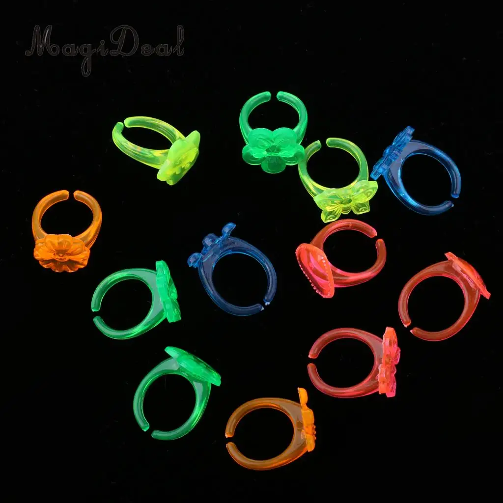 12 Pieces Kids Colorful Plastic Rings Jewelry Prizes for Classroom ...