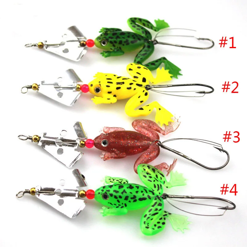 Frog soft lures 8 cm / 6.2g with rotating sequins frog road bait Lures ...
