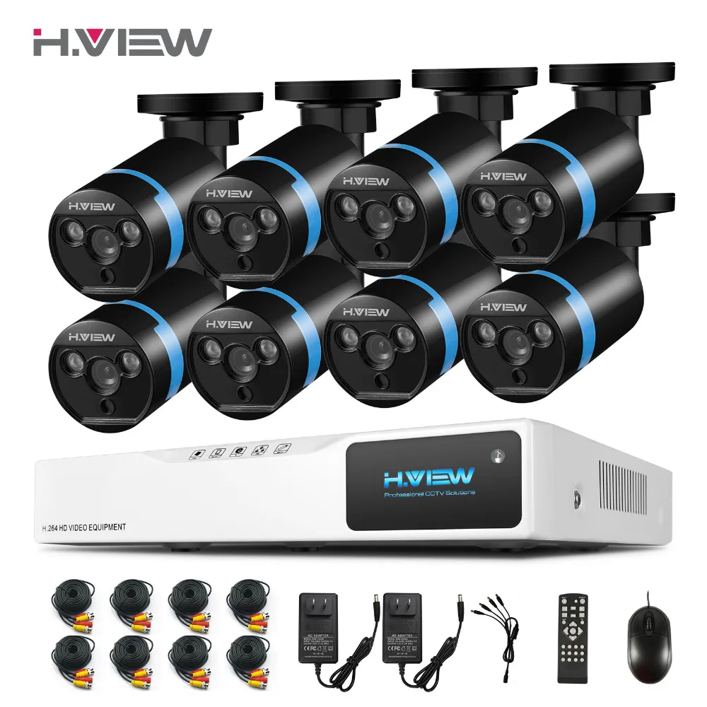 H.VIEW 8CH CCTV System 1080P AHD Output DVR 8PCS 2.0MP IR Outdoor CCTV ...