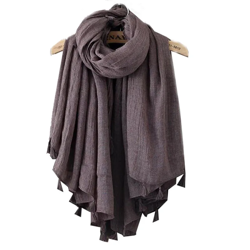 Warm Winter Brand Cotton Scarf Women Solid Color Tassel Design Lady ...