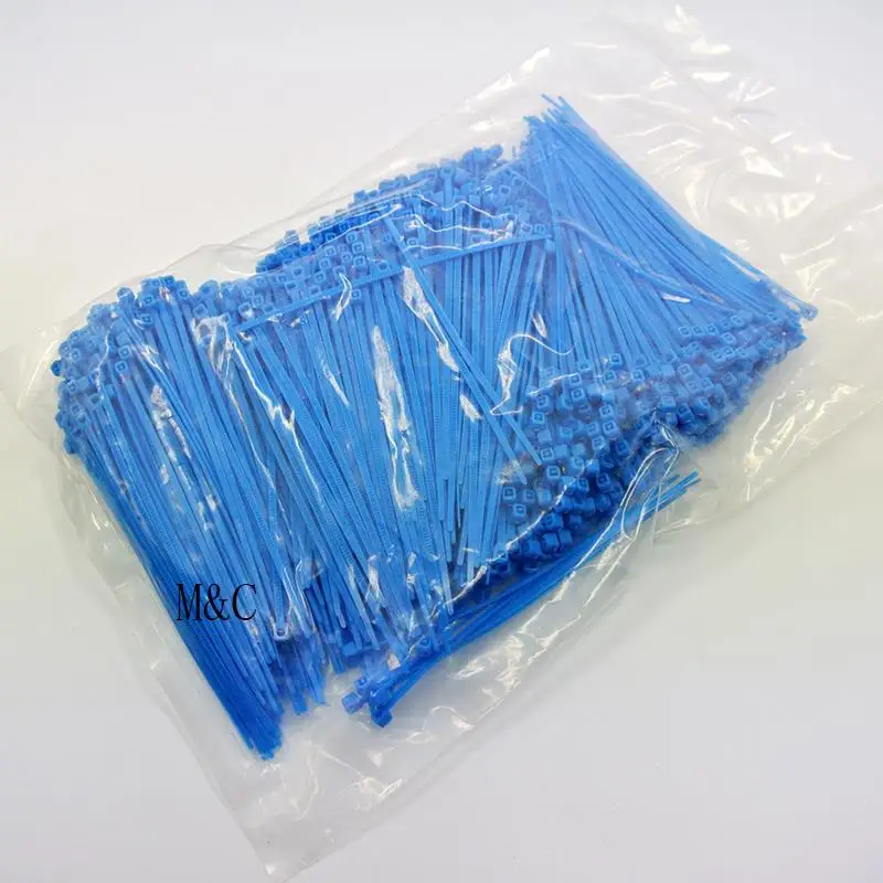 1000 PCS 4" inch 100mm X 2mm blue Cable Wire Zip Ties Self Locking ...
