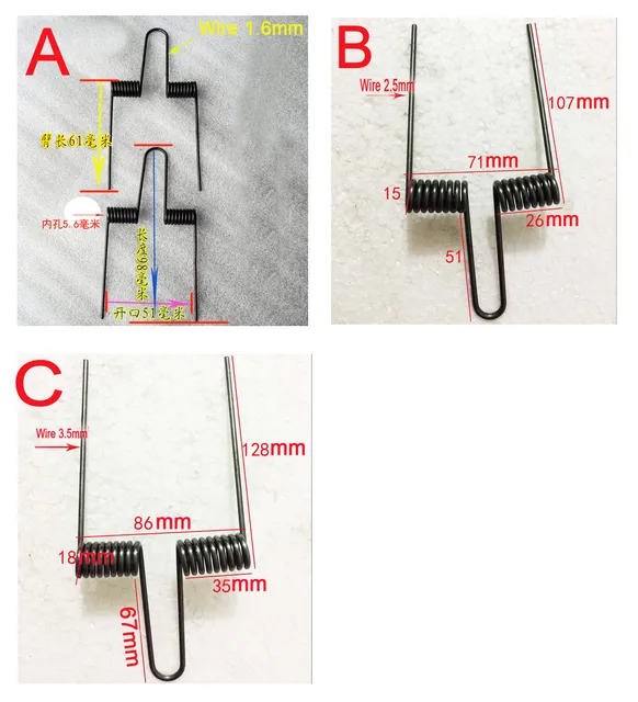 2pcs Spring steel torsion springs 4mm wire tensioning torsion spring 4 ...