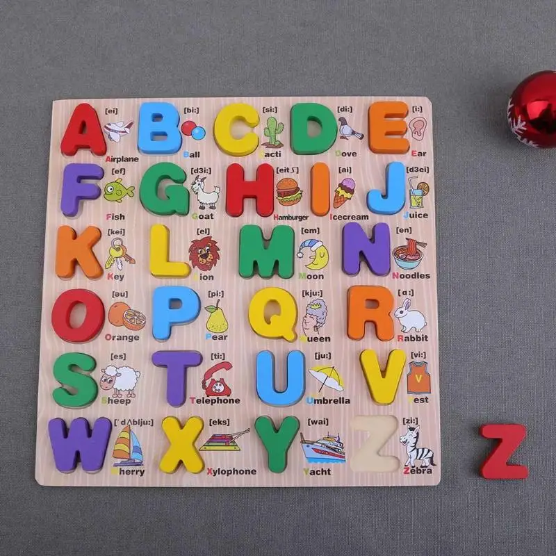 Wooden Alphabet English Letters Jigsaw Puzzle Children Kids Educational ...