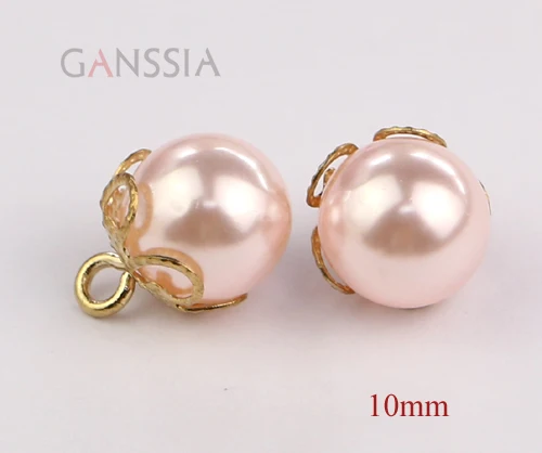 10pcs/lot Size:10mm Pink Resin Pearl Shank Buttons For Diy Scrapbooking ...