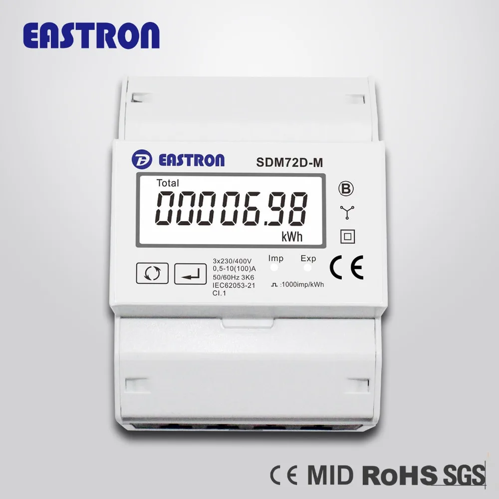 Sdm72d-m Mid 220/230v 10(100)a, 3 Phase 4 Wire Din Rail Energy Meter ...