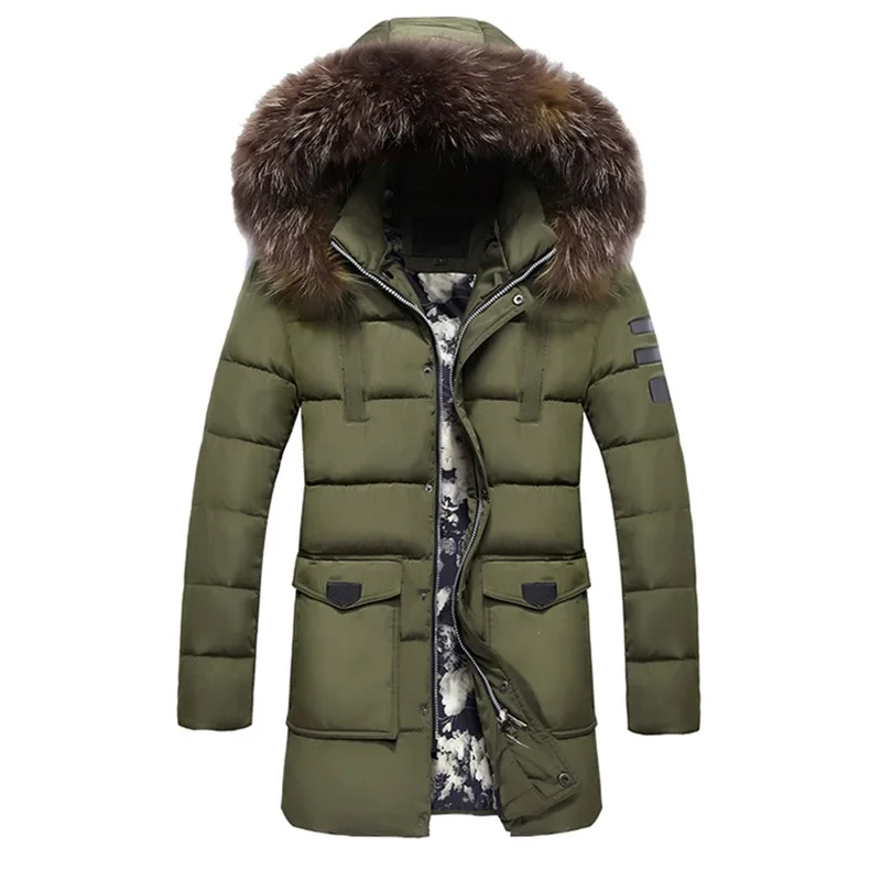 Men Brand Clothing Quality Fur Collar Warm Casual Parka Coat Fashion ...