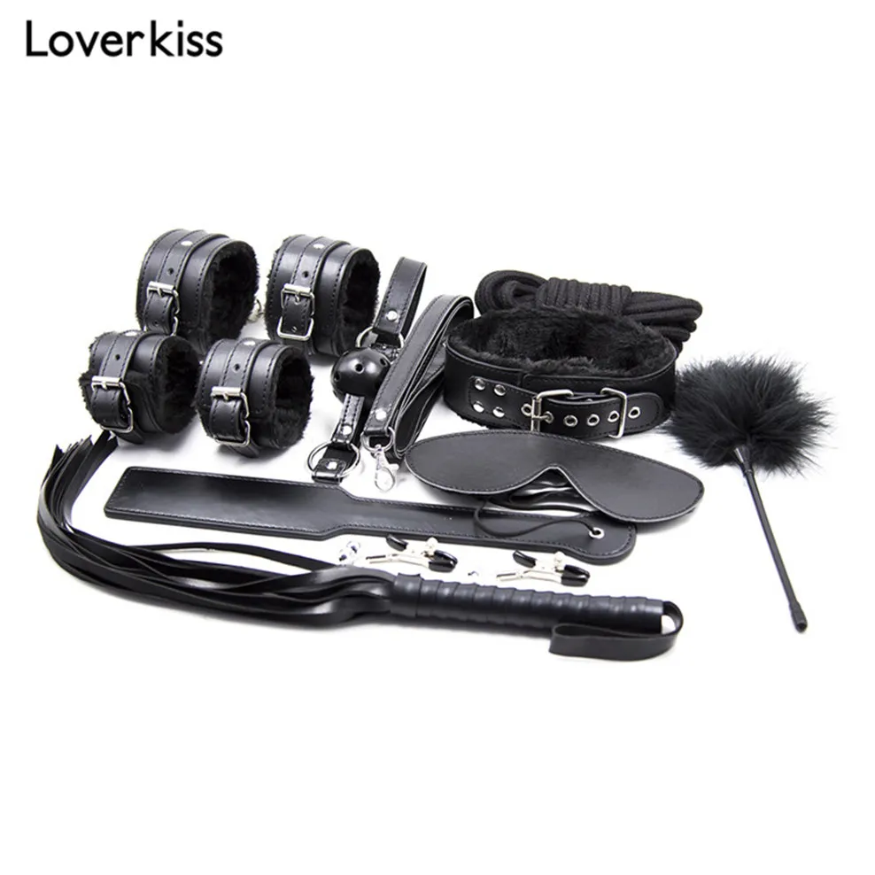 10pcsset Sex Tools Bdsm Bondage Leather Fetish Kit Restraints Slave Sex Toys For Couples Bdsm