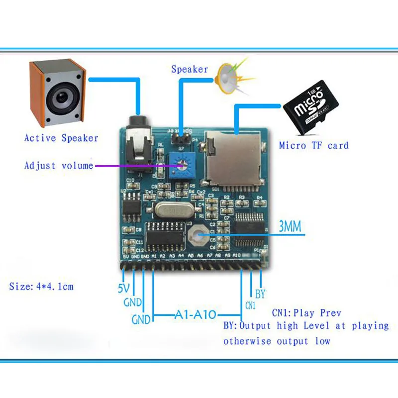Monday Kids Voice Playback Module MP3 Module Music Player Voice Prompts ...