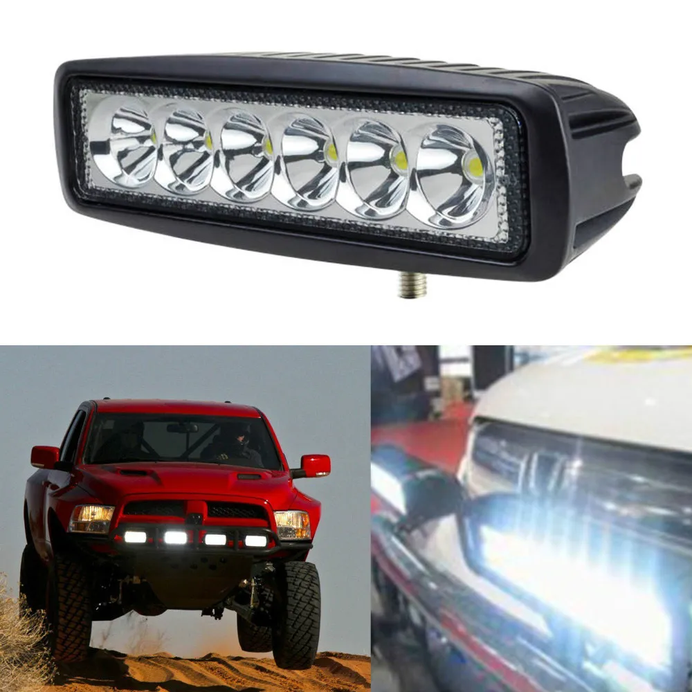12V 18W LED Work lights Bar for SUV for Jeep Truck Driving Boat Fishing ...
