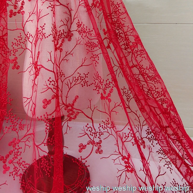 Tela de hilo de red hueca, tejido de malla de encaje bordado, vestido ...