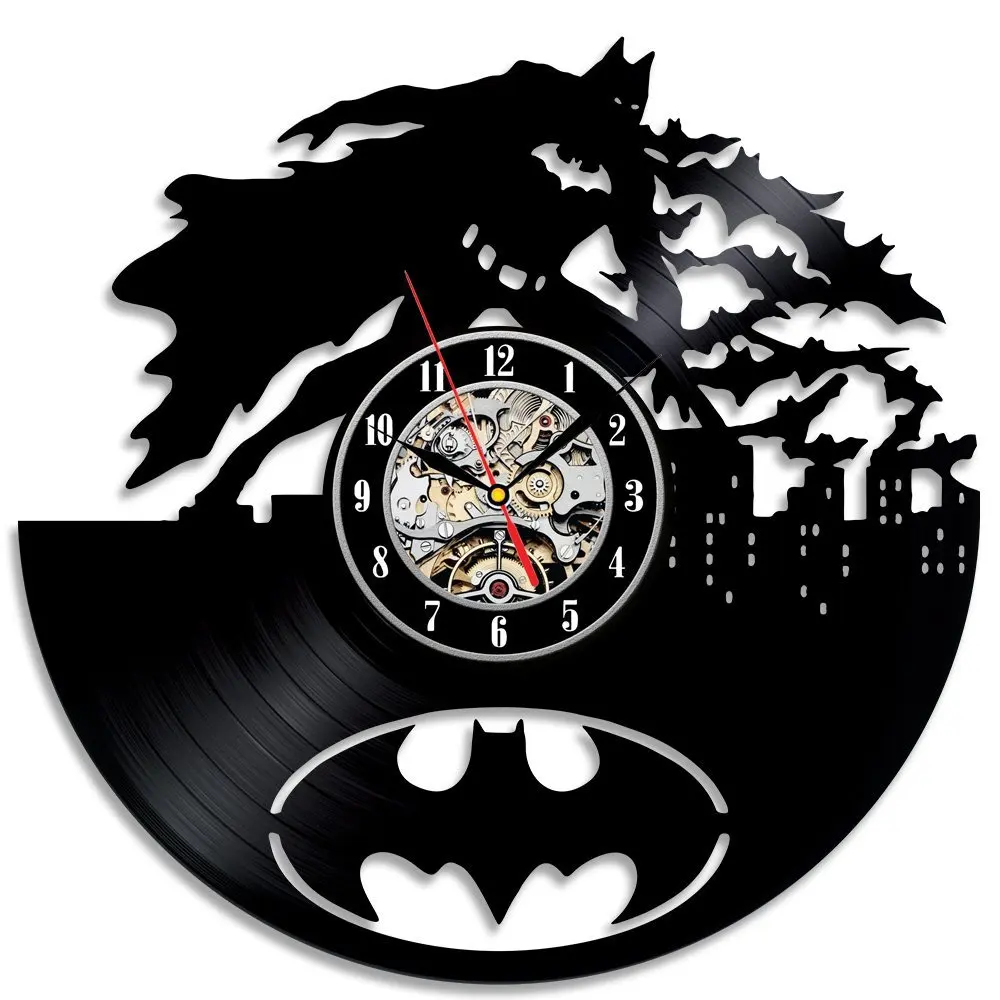 Unique Modern Design Batman Theme Vinyl Wall Clock Gift-in Wall Clocks ...