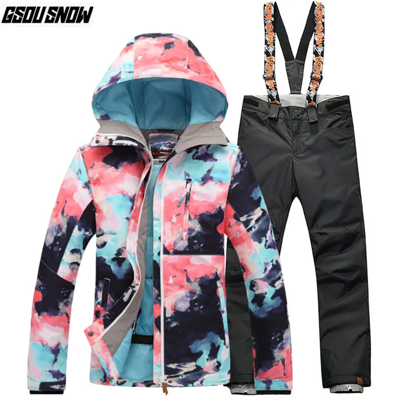 GSOU SNOW marca traje de esquí Mujer Chaquetas de esquí pantalones ...