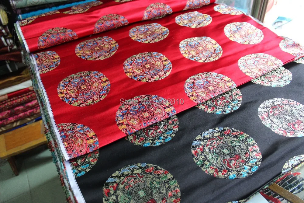 Tela de brocado de seda china cheongsam cojín rojo espalda cinco 5 ...