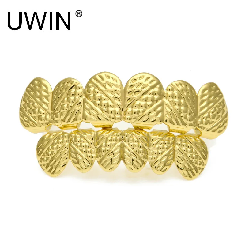 UWIN NEW Gold Color Hip hop Grill Lattice shape Teeth Grill Top ...