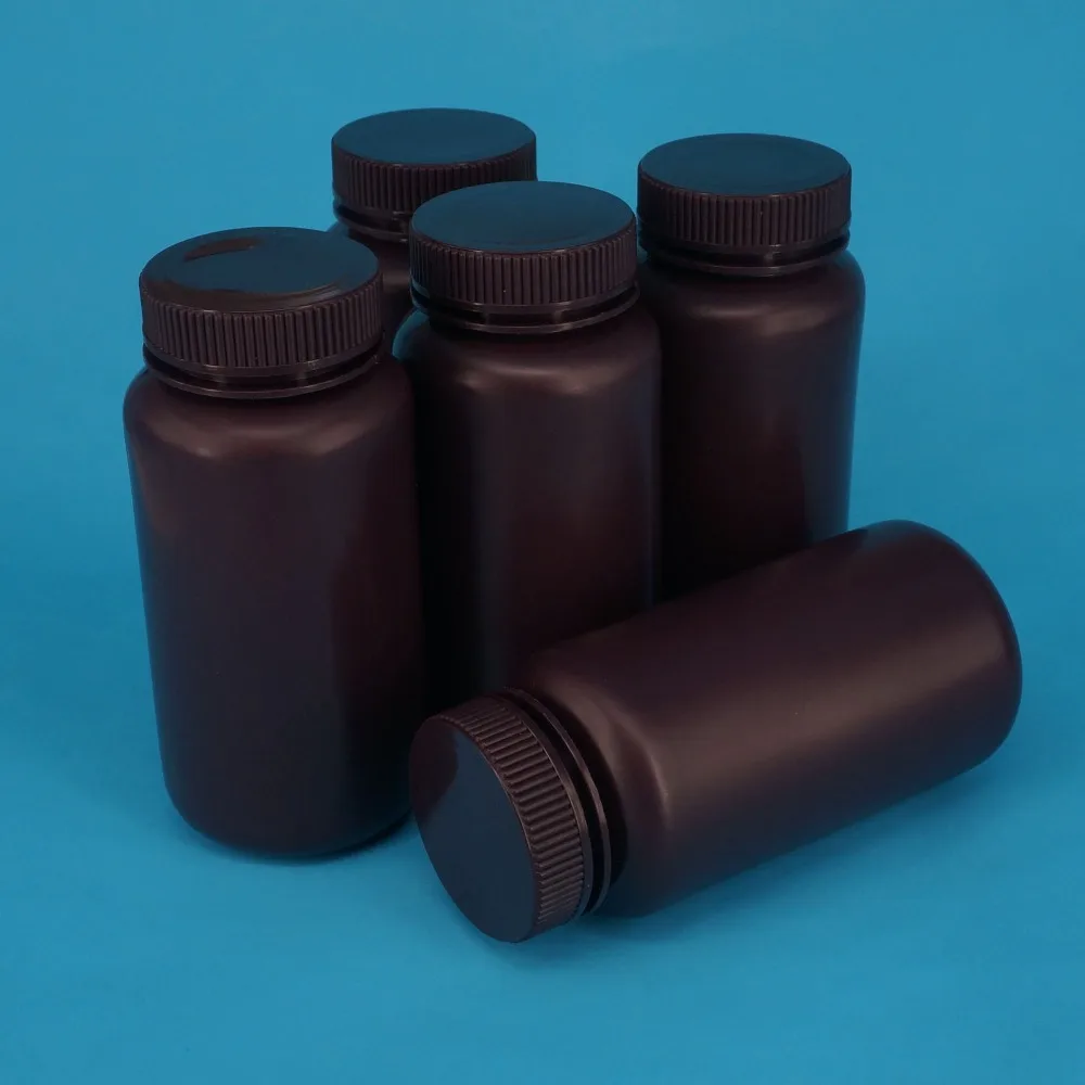 Lot5 500ml Brown PP Plastic Cylindrical Chemical Container Reagent ...