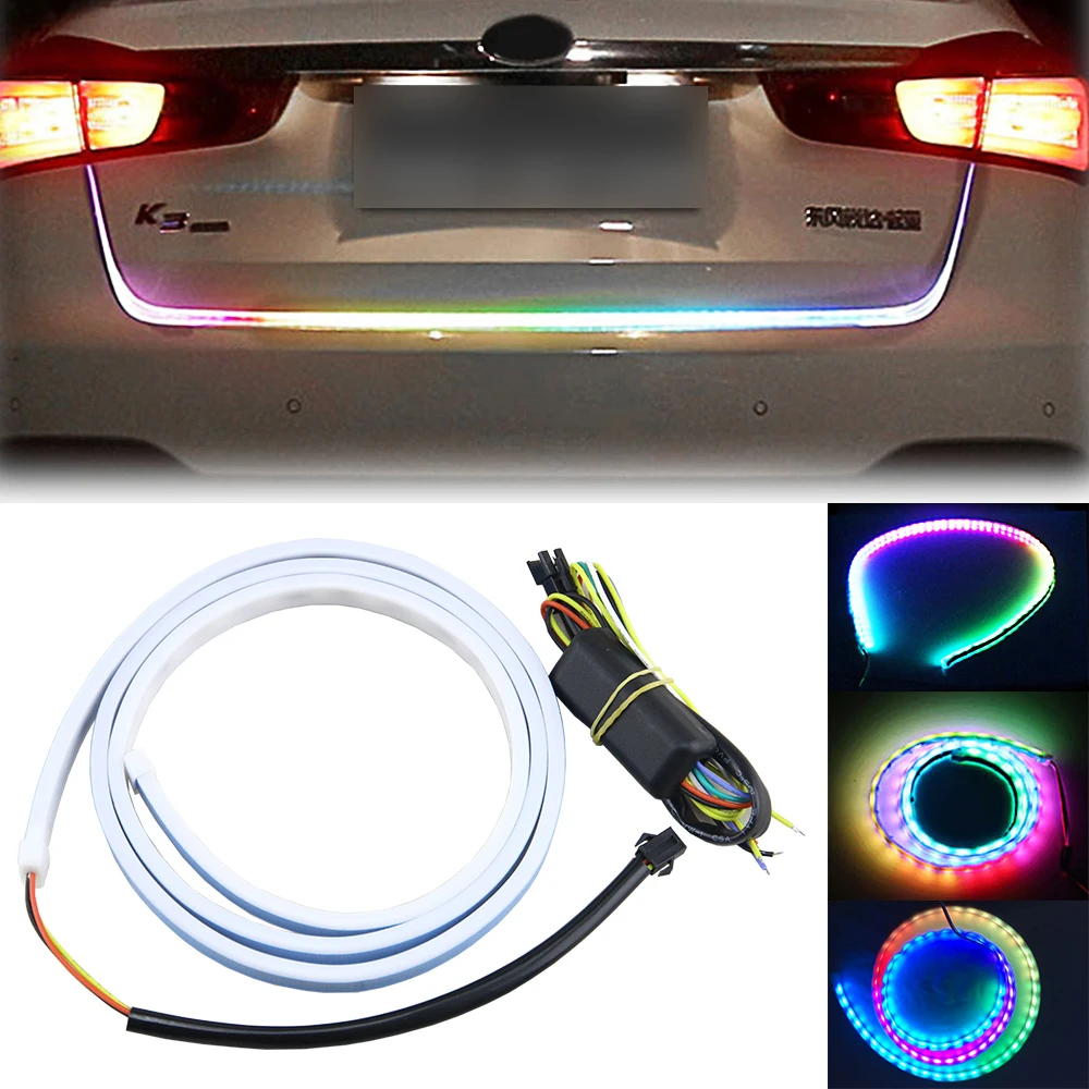 RGB Dynamic Streamer LEDS Car styling Led Strip Tail Turn Trunk Light ...