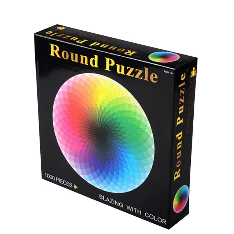1000 pcs/set Colorful Rainbow Round Puzzle Geometric Puzzle Adult Kids ...