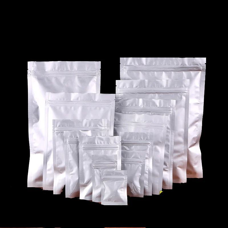 50pcs Tea aluminum foil packaging bags Ziplock bag flat bottom foil ...
