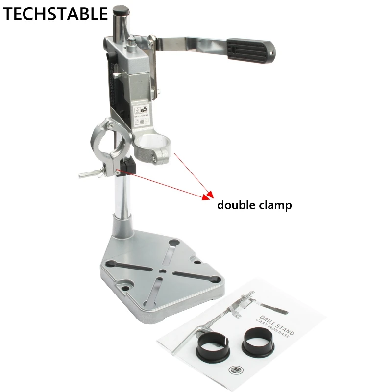 Techstable Aluminum Bench Drill Stand Double-head Electric Drill Base ...