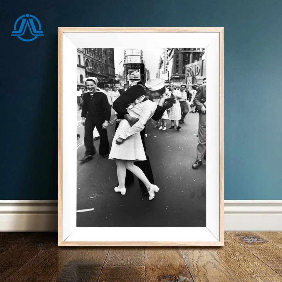 Sailor Kissing Nurse In Times Square Iconic Black And White Photo Canvas Box A4 A3 A2 A1