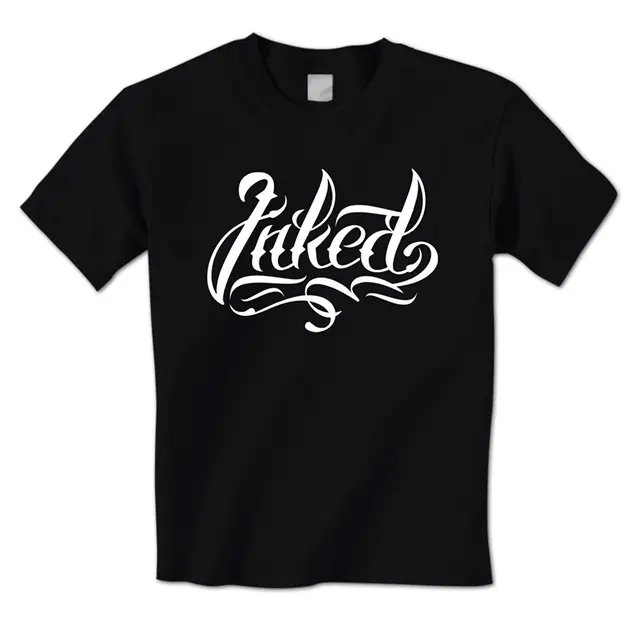 Inked Script Writing Tattoo Body Art Type Font Mens T Shirt Man Print T ...