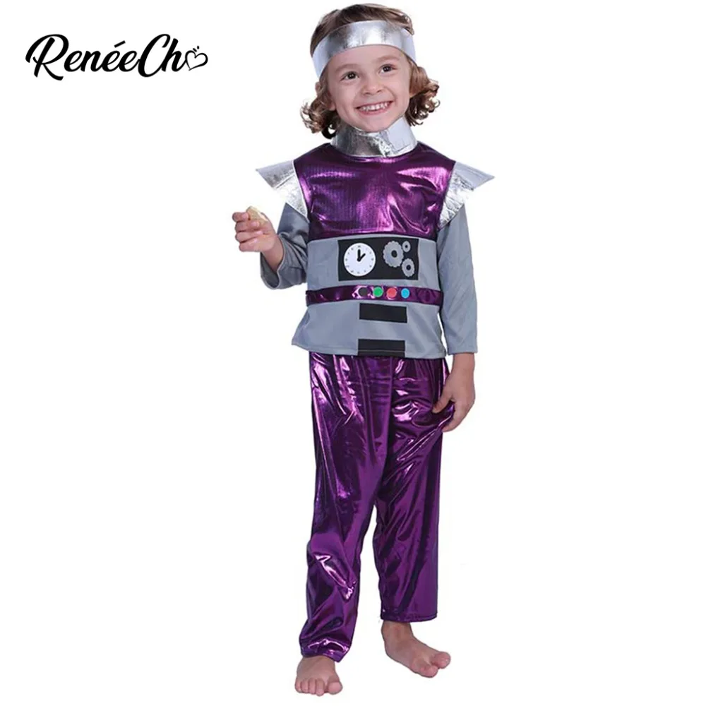 Reneecho-Boys-Purple-Alien-Costume-Kids-Robot-Cosplay-Outfit-Halloween ...
