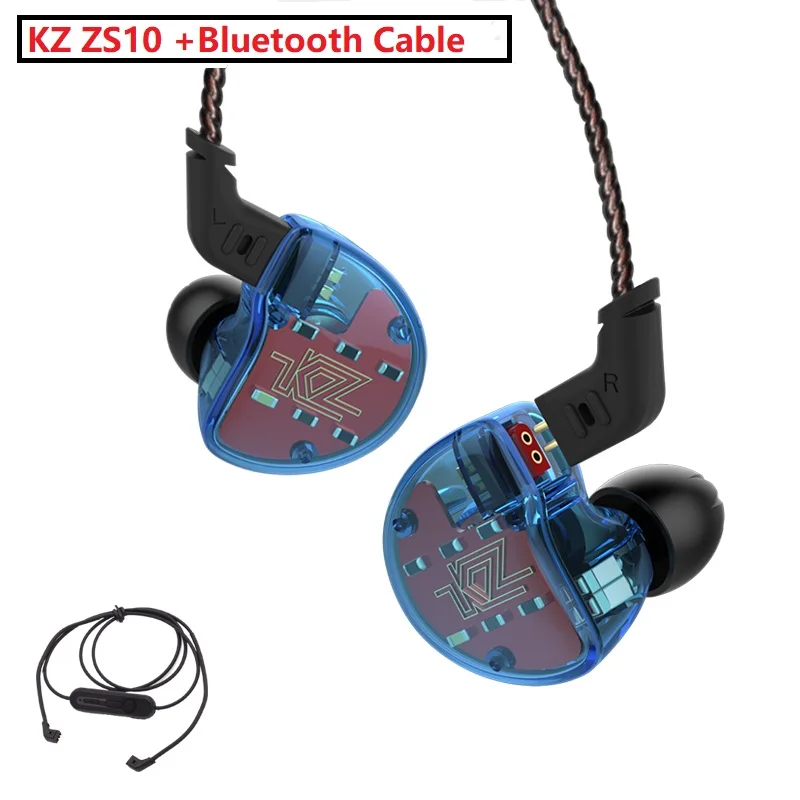 Com fio fone de ouvido kz zs10 fones 10 driver no fone + cabo bluetooth ...