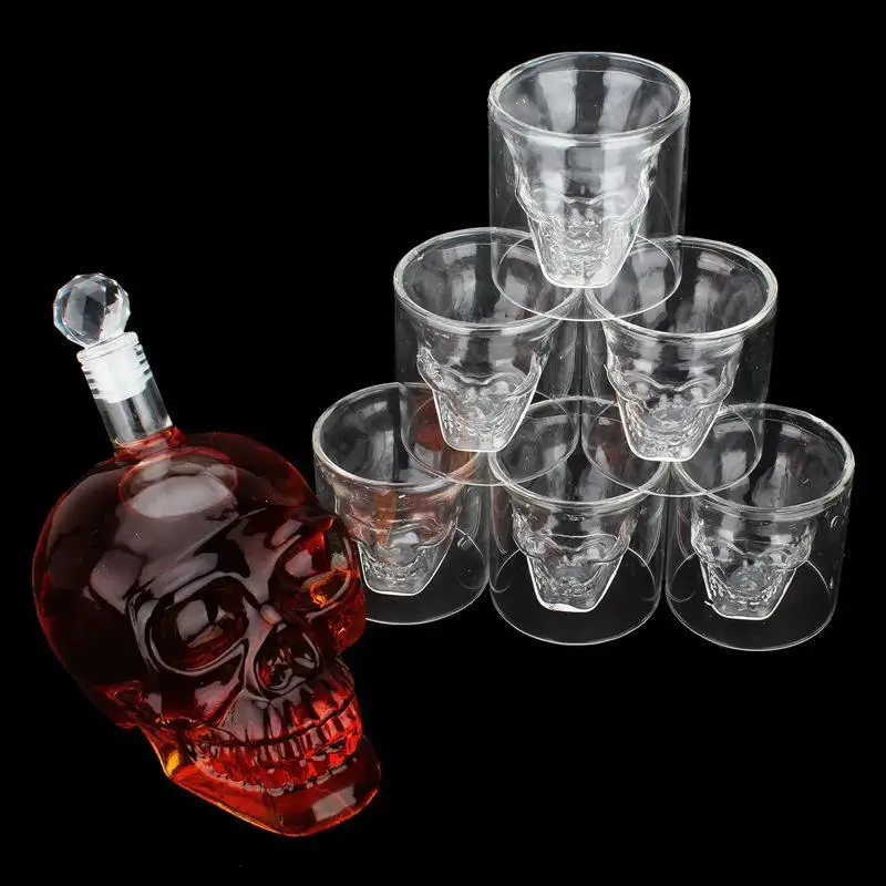 Crystal Skull Head Bottles Decanter Bottling Creative Glass Skull Vodka ...
