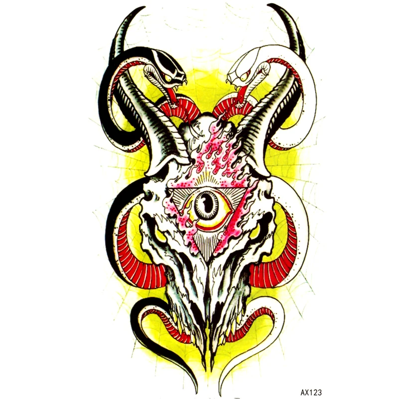 Big Colorful Demon Eye tatuagem Taty Body Arts Temporary Tattoo Sticker ...