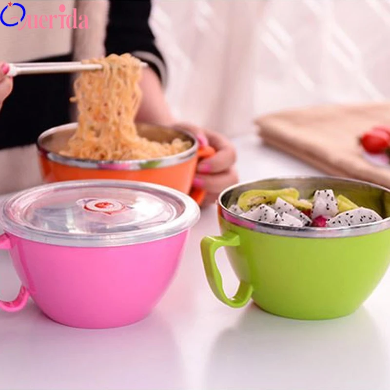 Rice Bowl Stainless Steel Bowl Instant Noodle Bowl With Lid With Handle ...