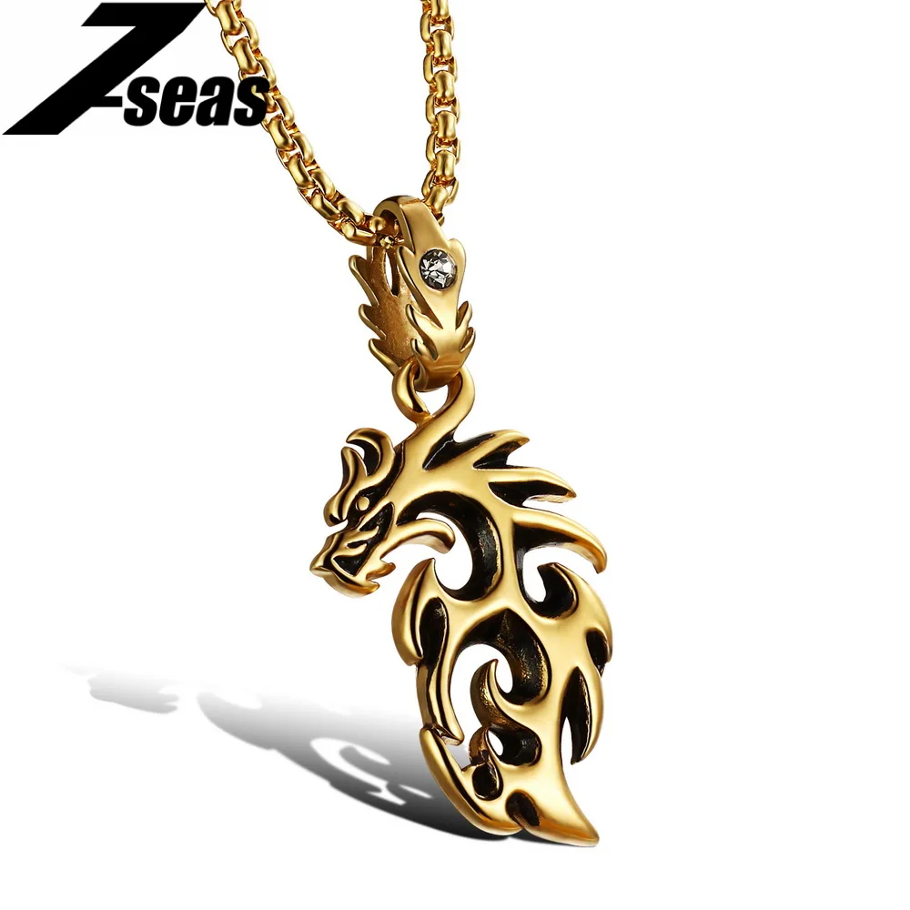 Hiphop Jewellery Fire Dragon Pendant Necklace Silver/Gold Color Hollow ...