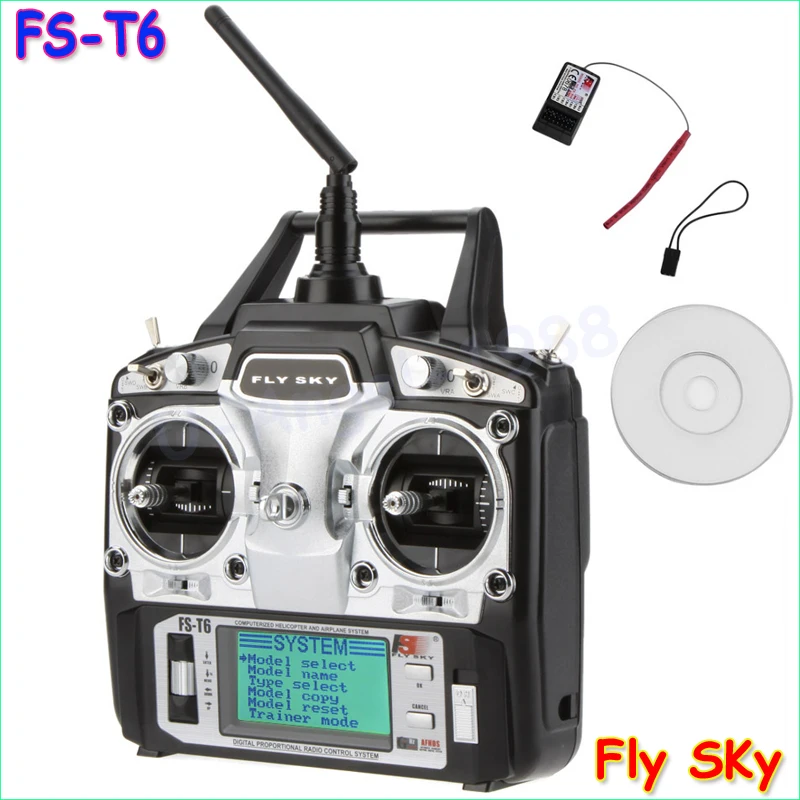 Original Flysky FS T6 2.4GHz 6CH Mode 2 Transmitter and Receiver R6 B ...
