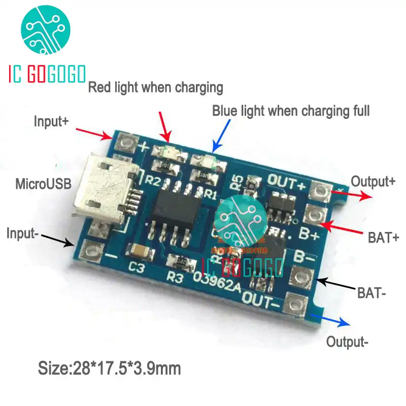 3.7V Lithium Battery Charger Protection Board 5V 1A 2A Li ion Lipo ...